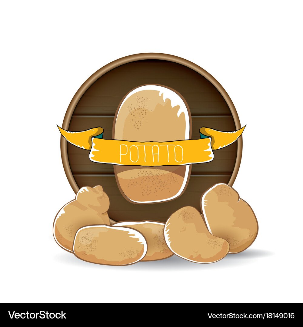Sweet brown potato label with pile Royalty Free Vector Image