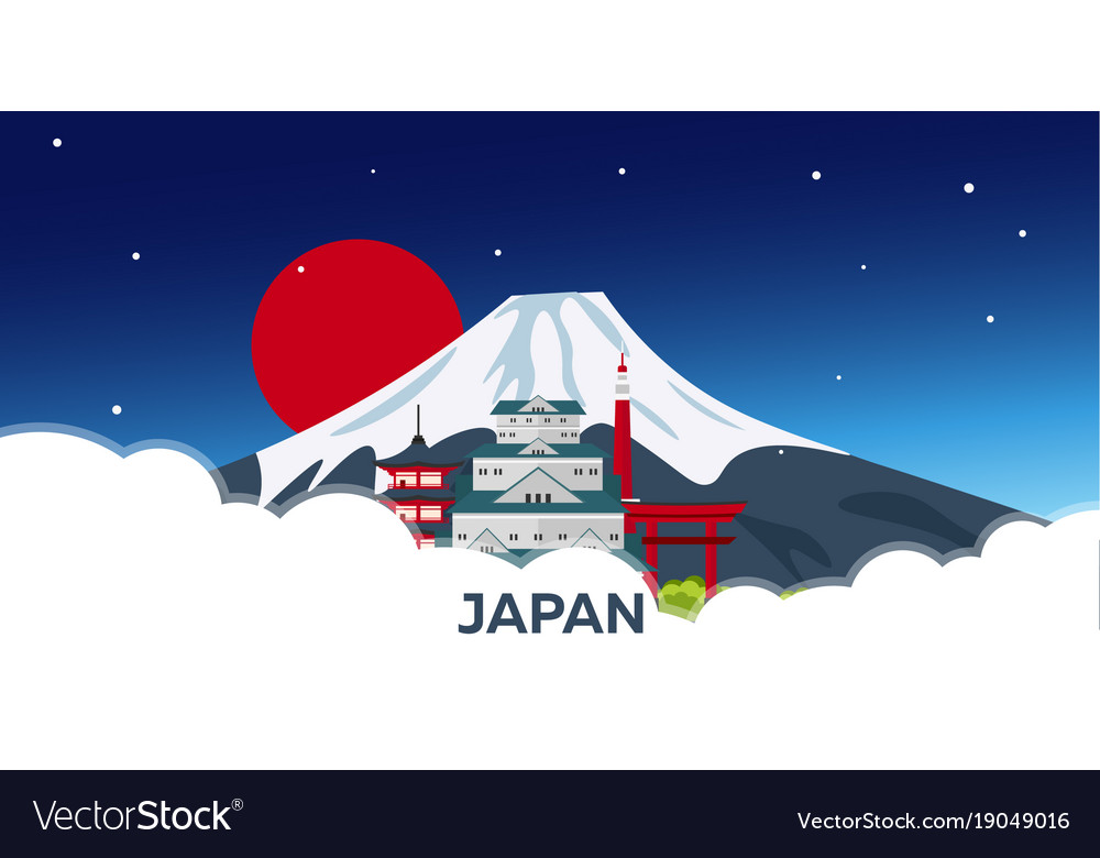 Travel to japan tokyo mountain Royalty Free Vector Image