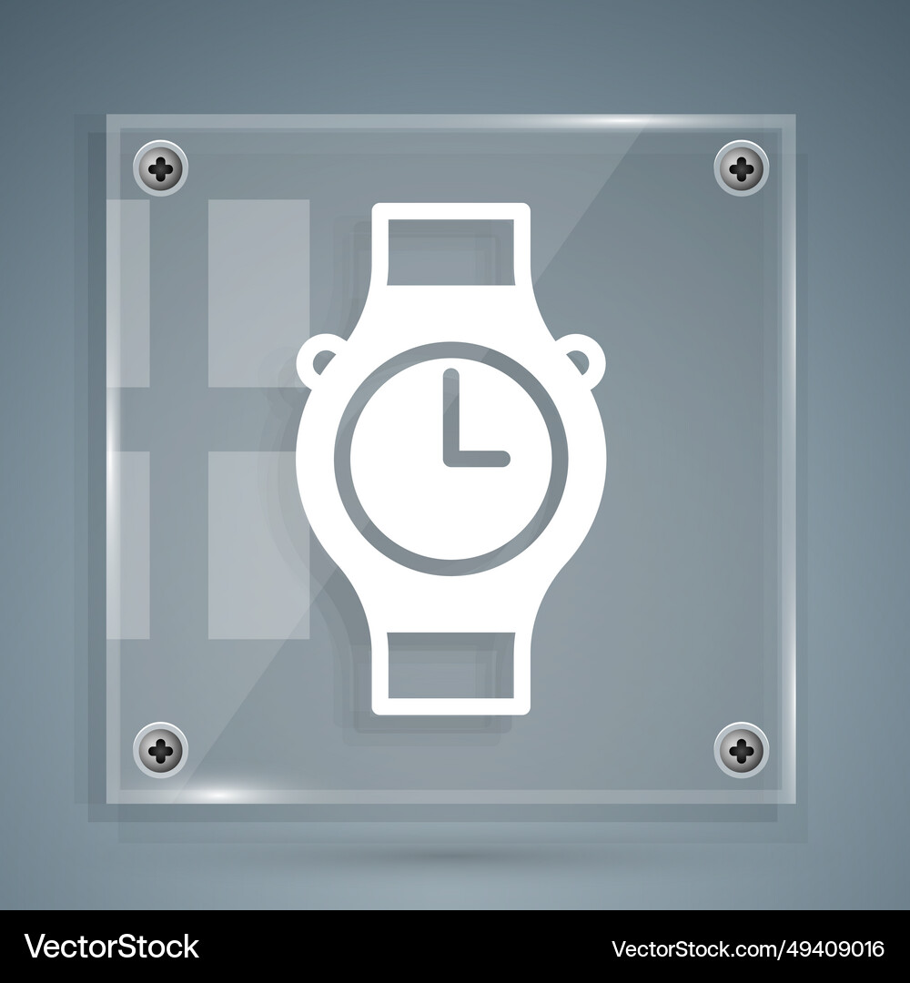 White wrist watch icon isolated on grey Royalty Free Vector