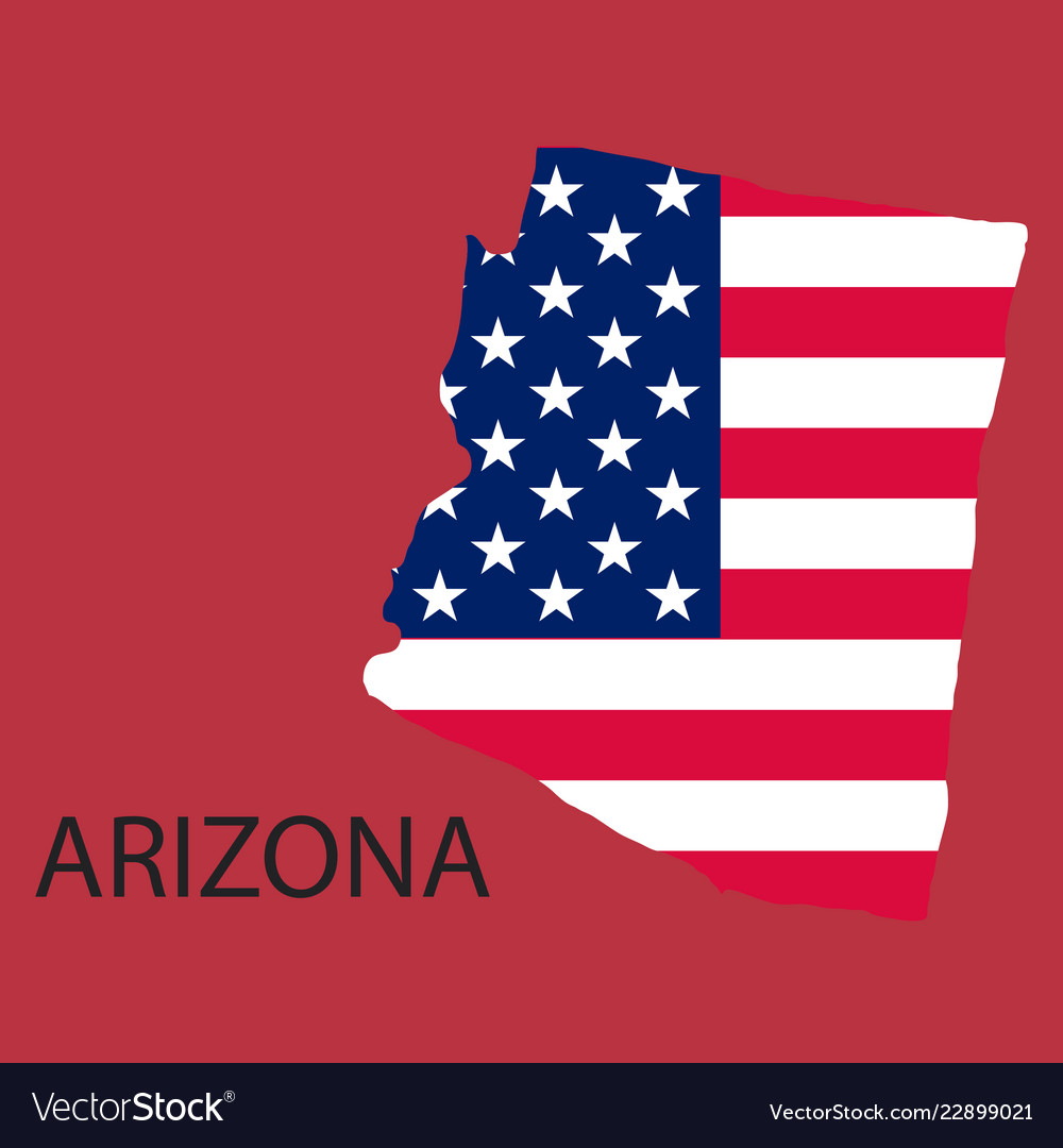 Arizona state of america with map flag print Vector Image