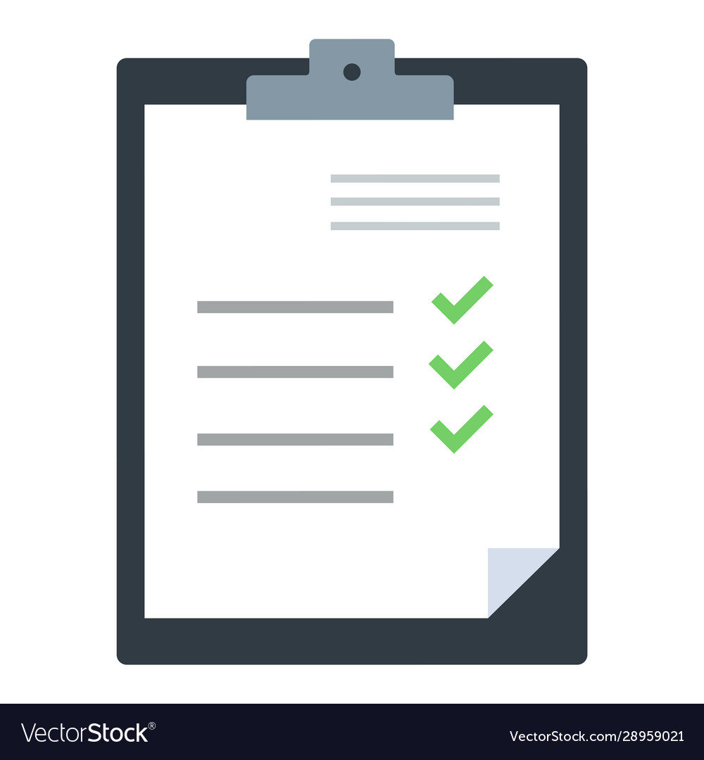 Check marks document icon flat isolated Royalty Free Vector