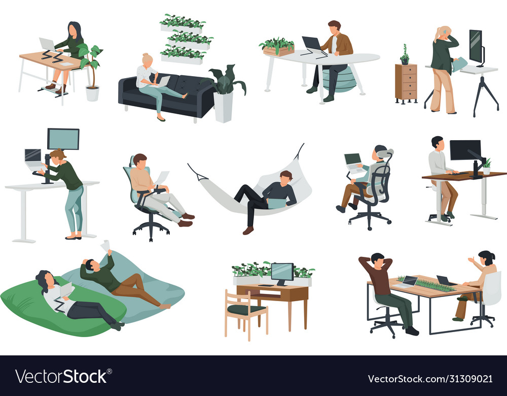 Contemporary workspace set Royalty Free Vector Image
