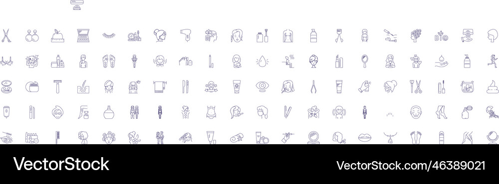 Cosmetics line icons signs set design collection Vector Image