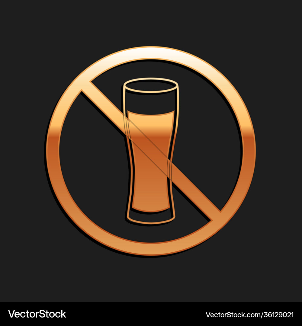 Gold no alcohol icon isolated on black background Vector Image