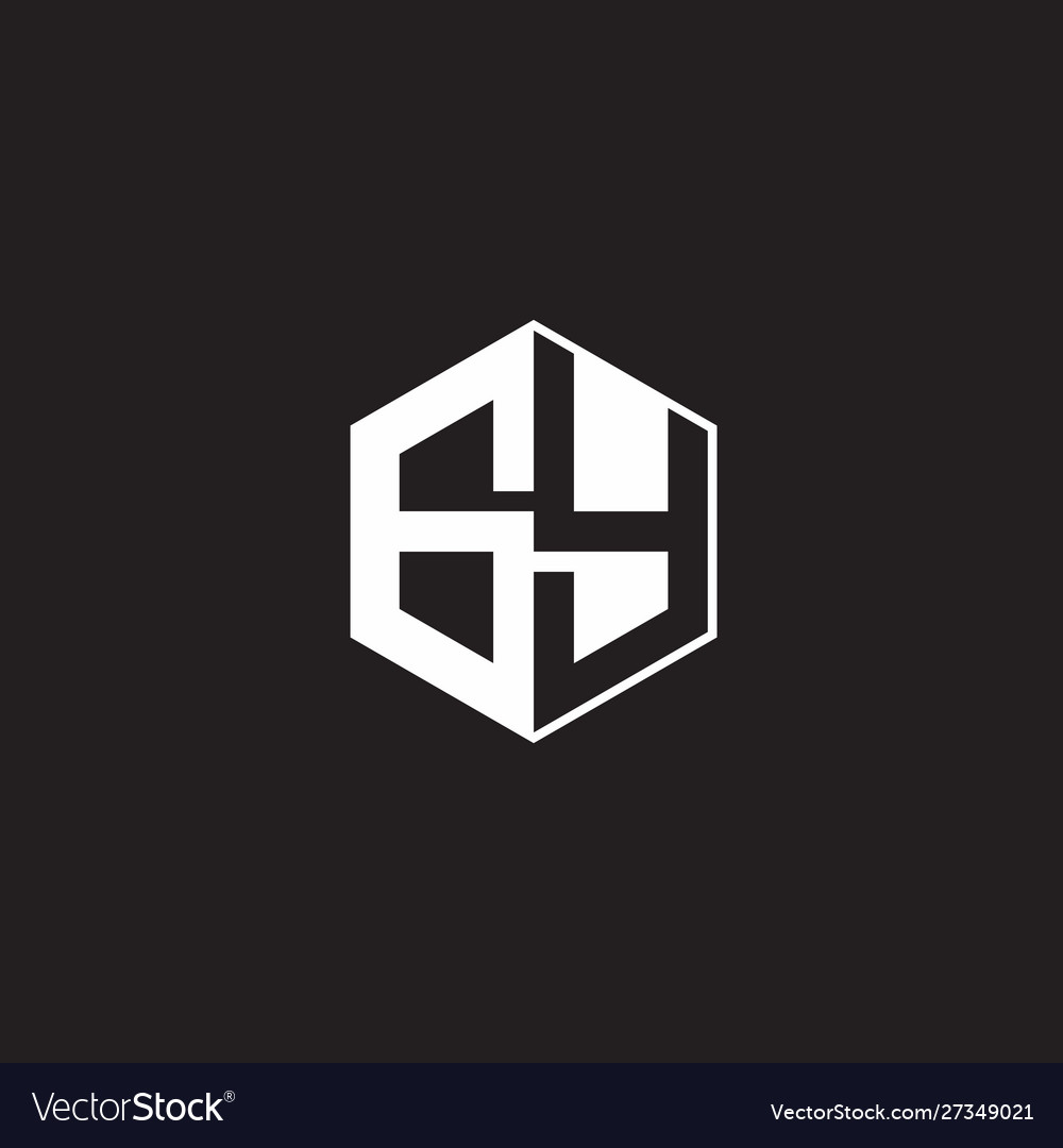 Gy logo monogram hexagon with black background Vector Image