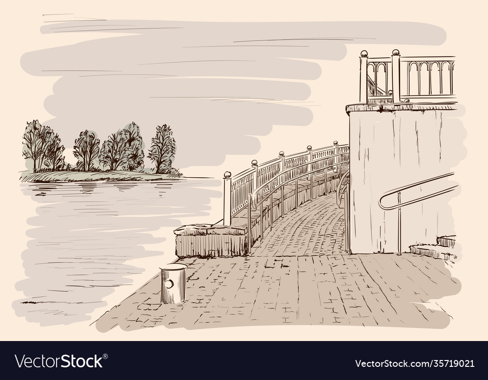 Landscape dock Royalty Free Vector Image - VectorStock