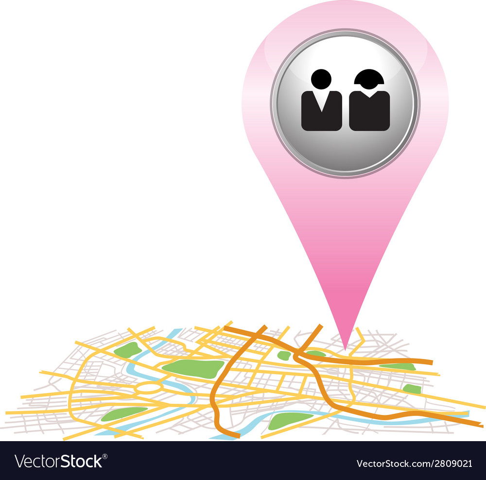 Peoples pin pointer on map location Royalty Free Vector