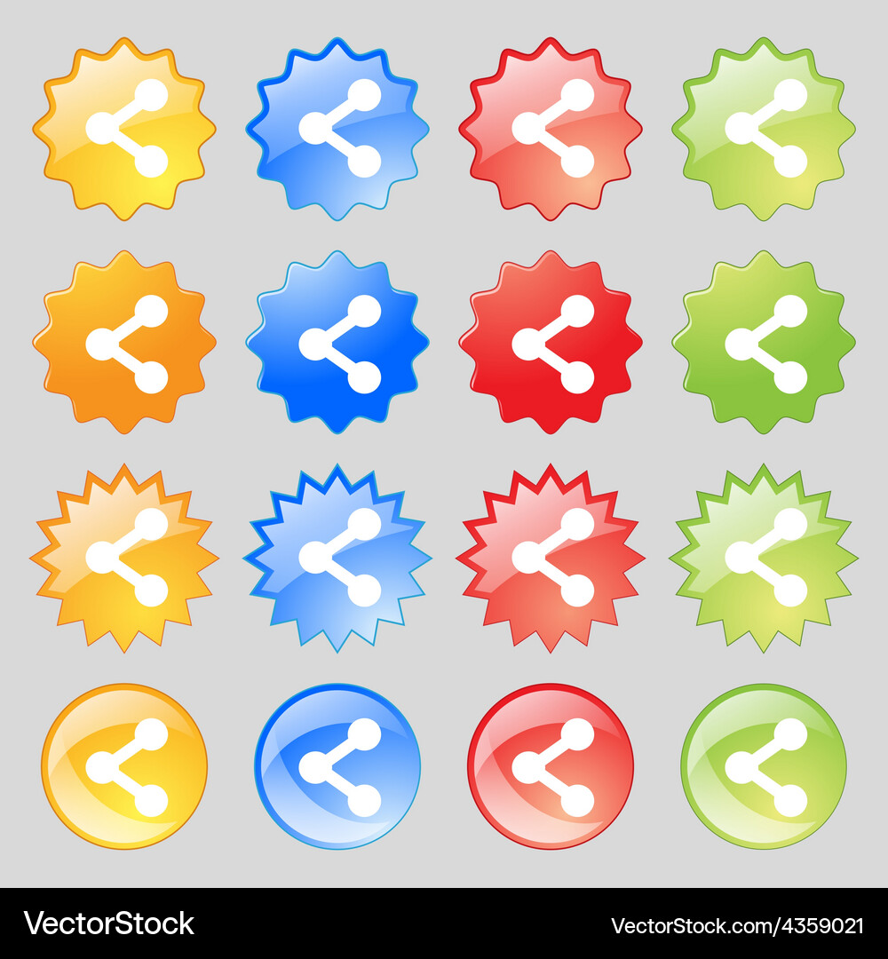 Share icon sign big set 16 colorful modern Vector Image