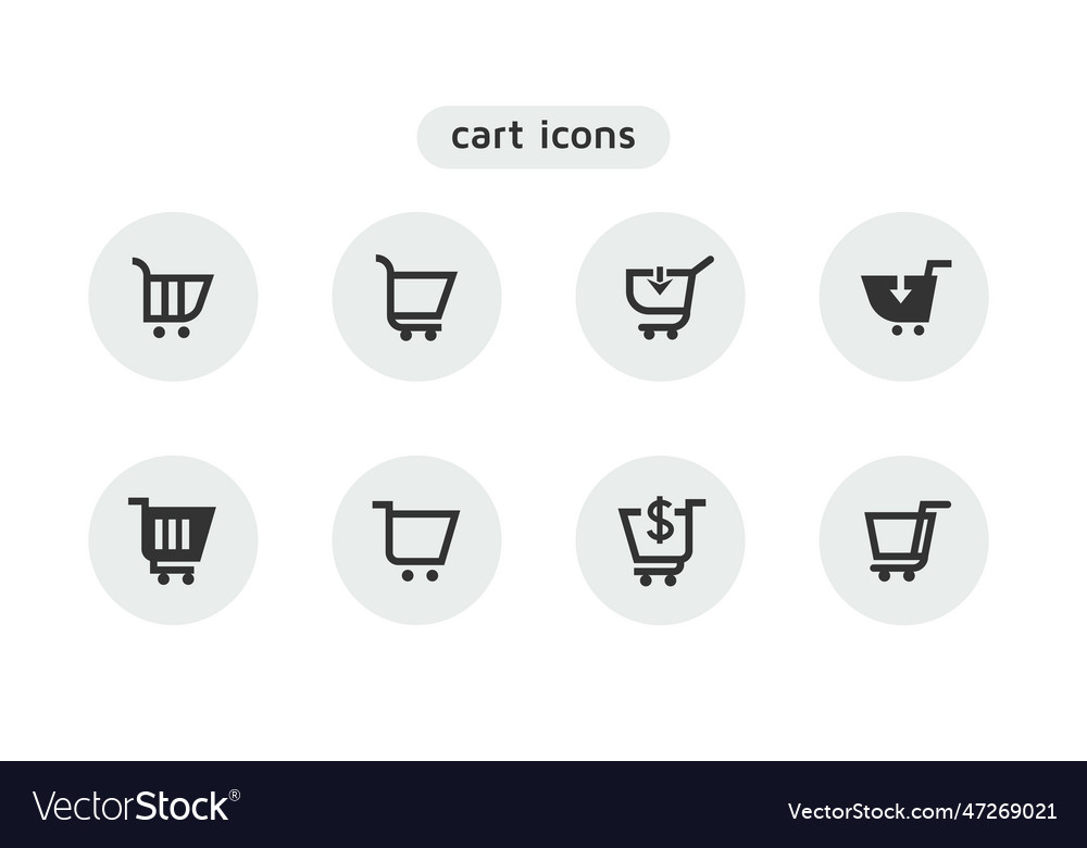 Shopping cart flat icons design set Royalty Free Vector