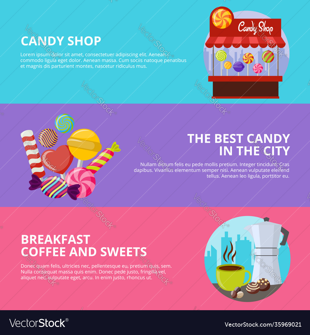 Sweet candy banners Royalty Free Vector Image - VectorStock