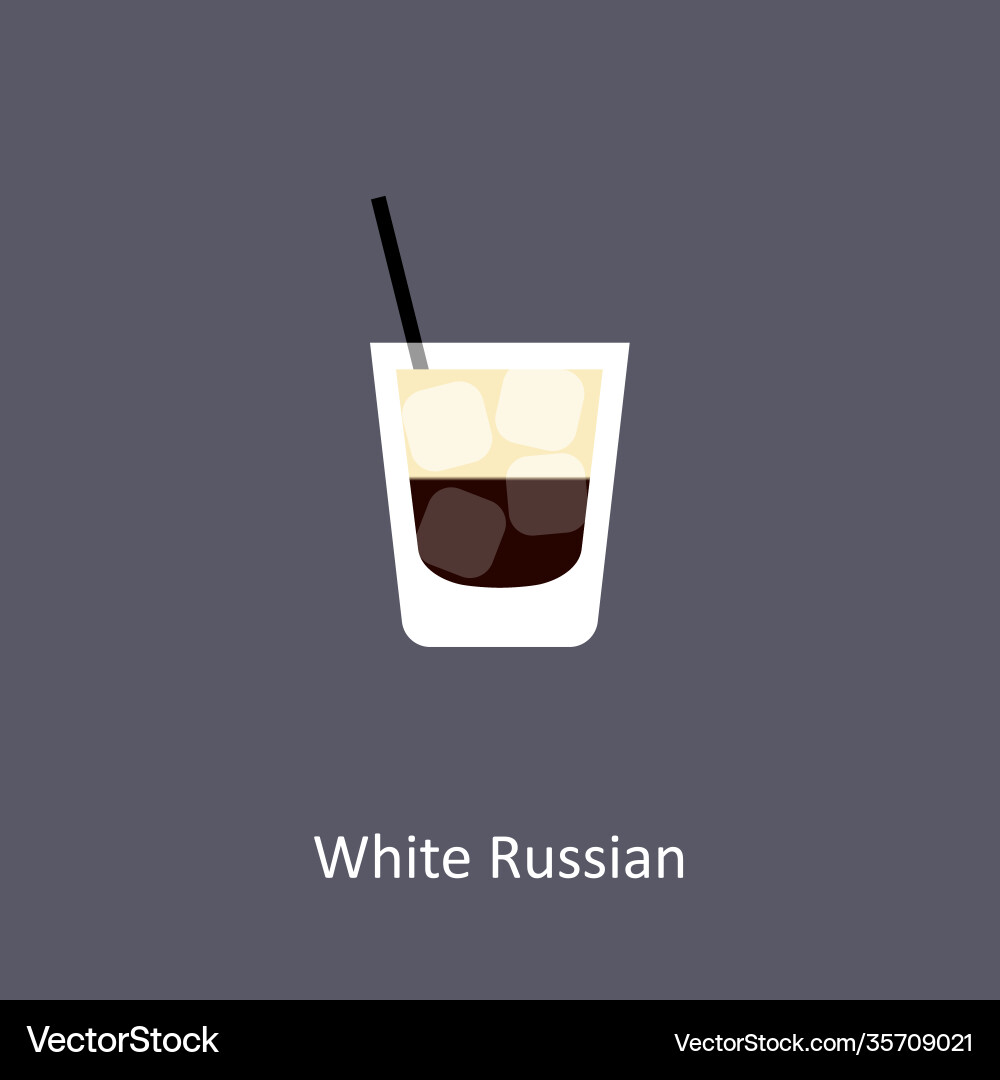 White russian cocktail icon on dark background Vector Image