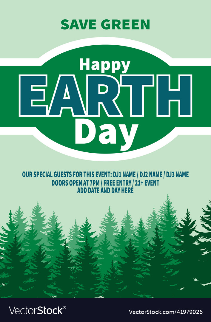 Earth day party poster flyer design Royalty Free Vector