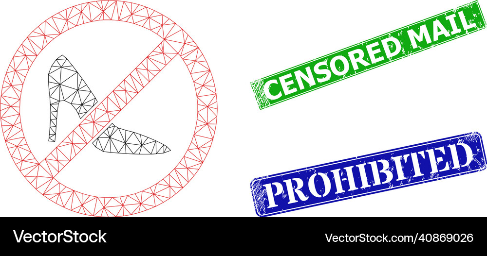 Grunge censored mail imprints and polygonal mesh Vector Image