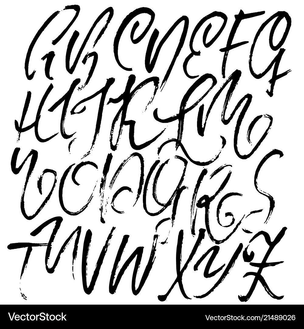 Hand drawn modern dry brush lettering grunge Vector Image