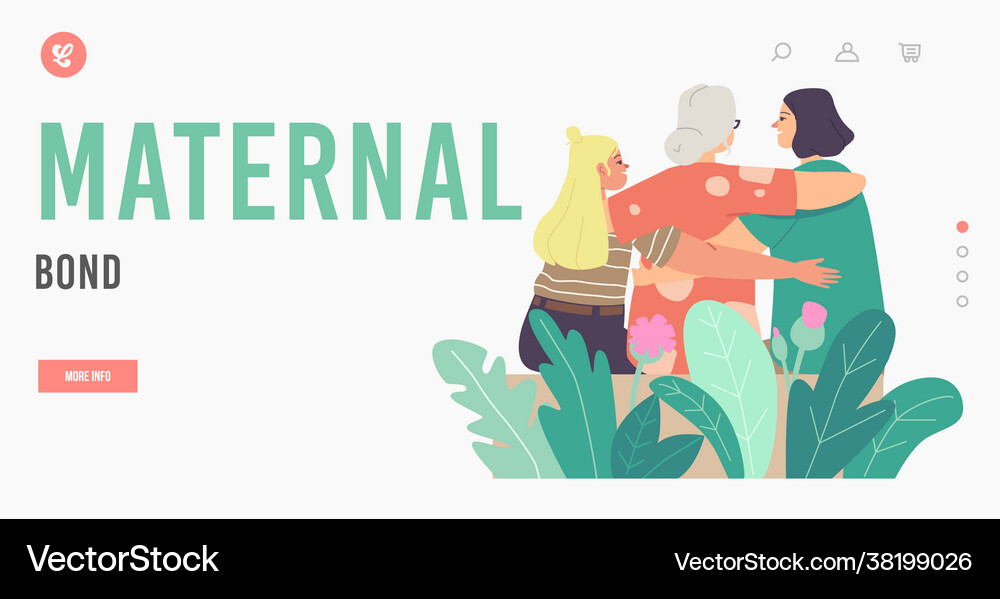 Maternal bond landing page template loving young Vector Image