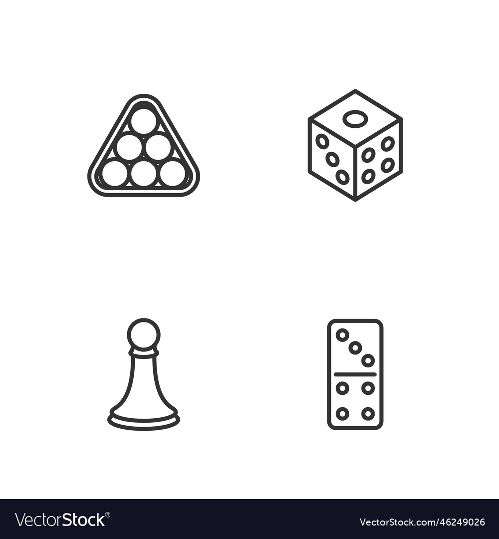 Set line domino chess pawn billiard balls Vector Image Set line domino chess pawn billiard balls Vector Image