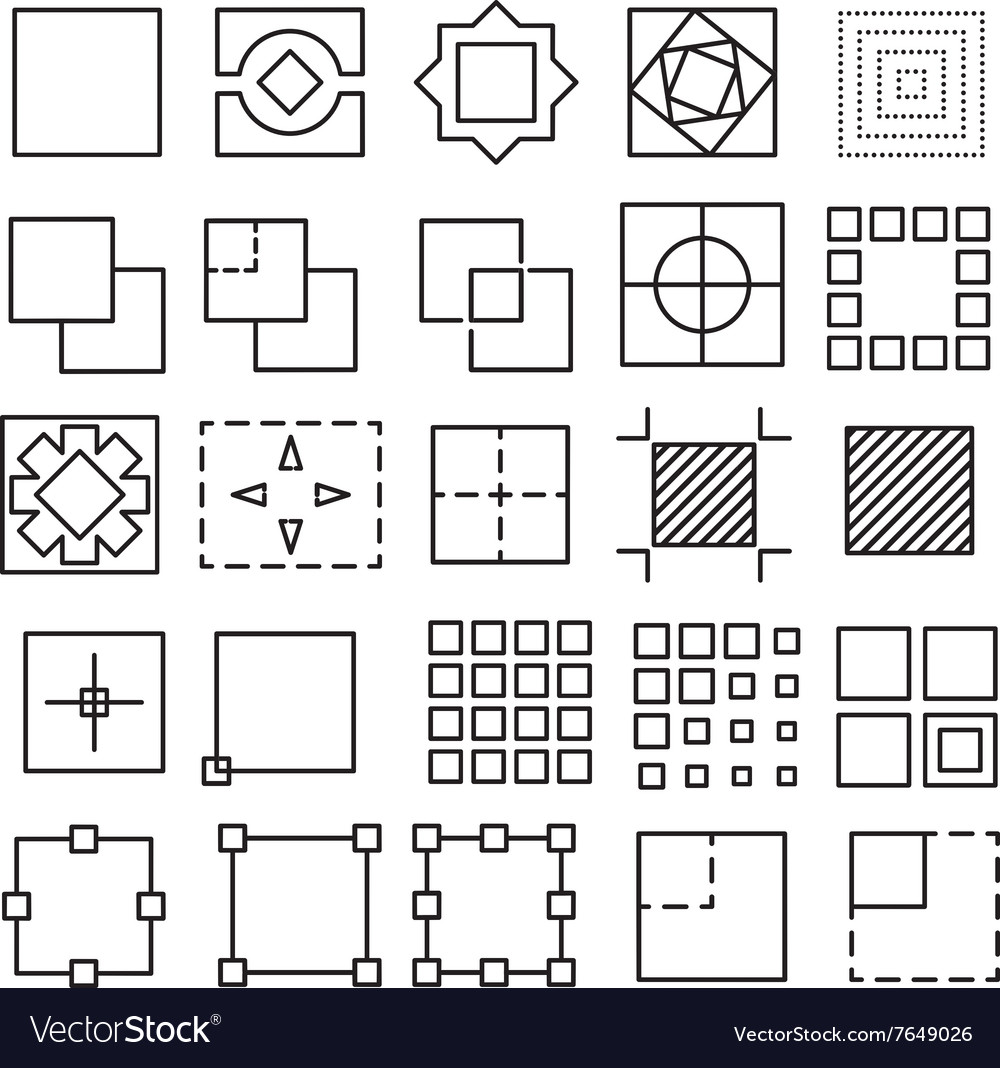 Set of square and rectangle experimental icons Vector Image