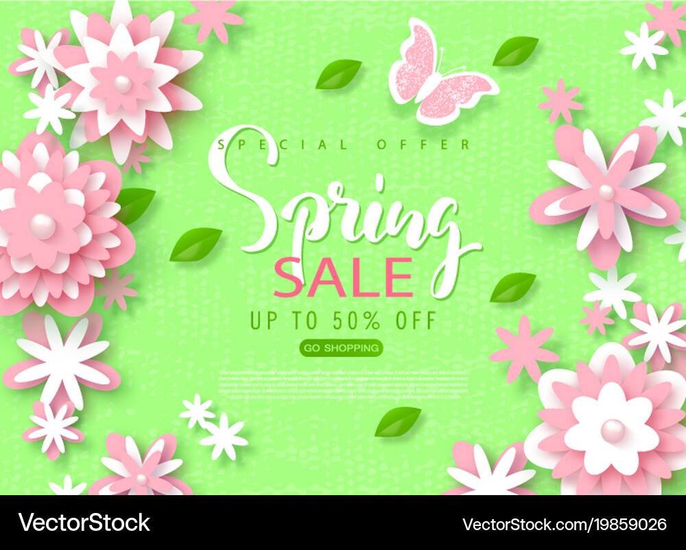 Spring sale banner beautiful background Royalty Free Vector