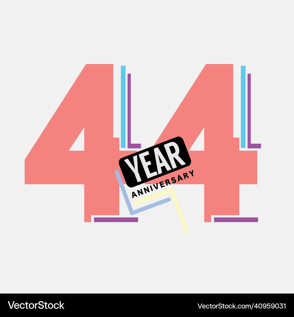 44th years anniversary logo birthday celebration Vector Image