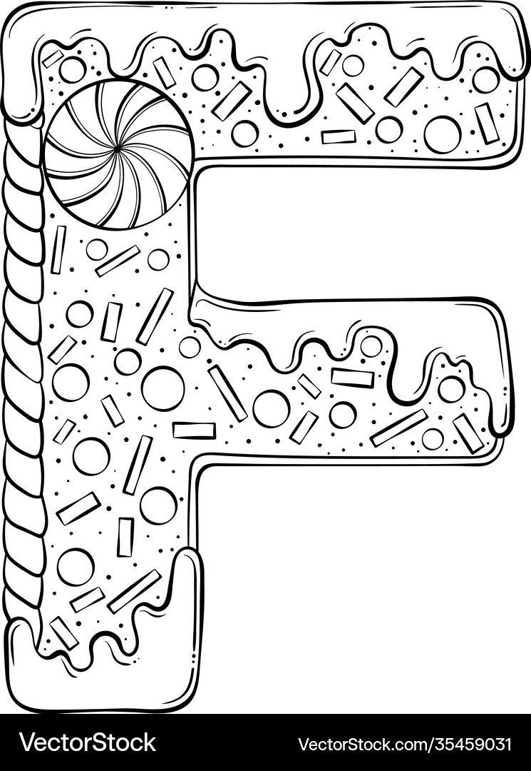 Alphabet gingerbread letter f Royalty Free Vector Image