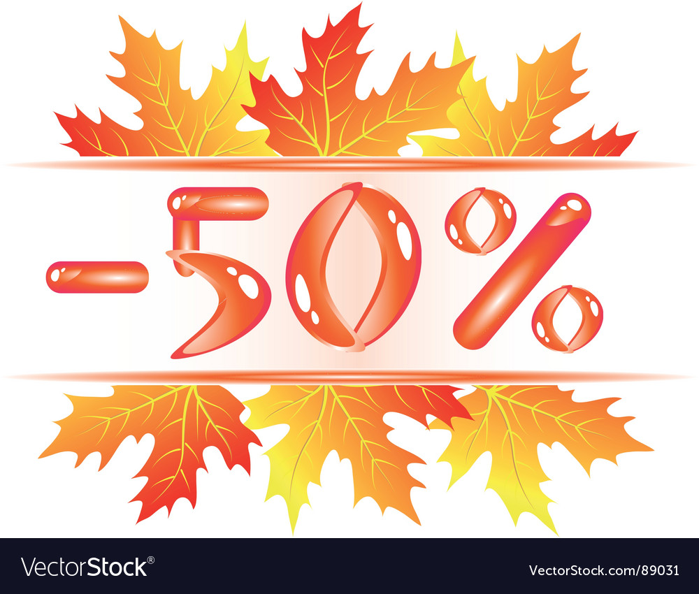 Autumn sale 50 percent discount Royalty Free Vector Image