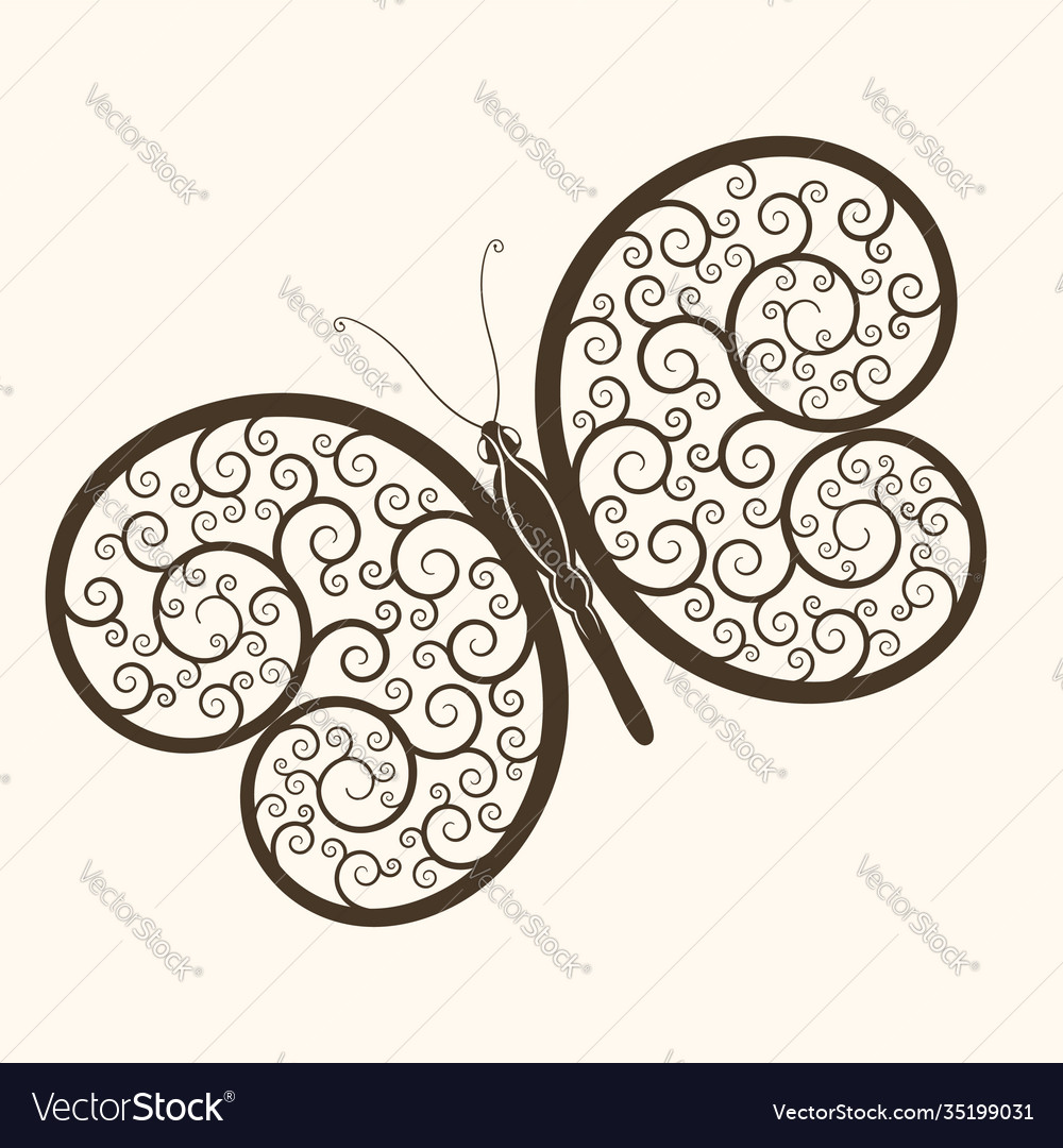 Creative butterfly with swirls Royalty Free Vector Image