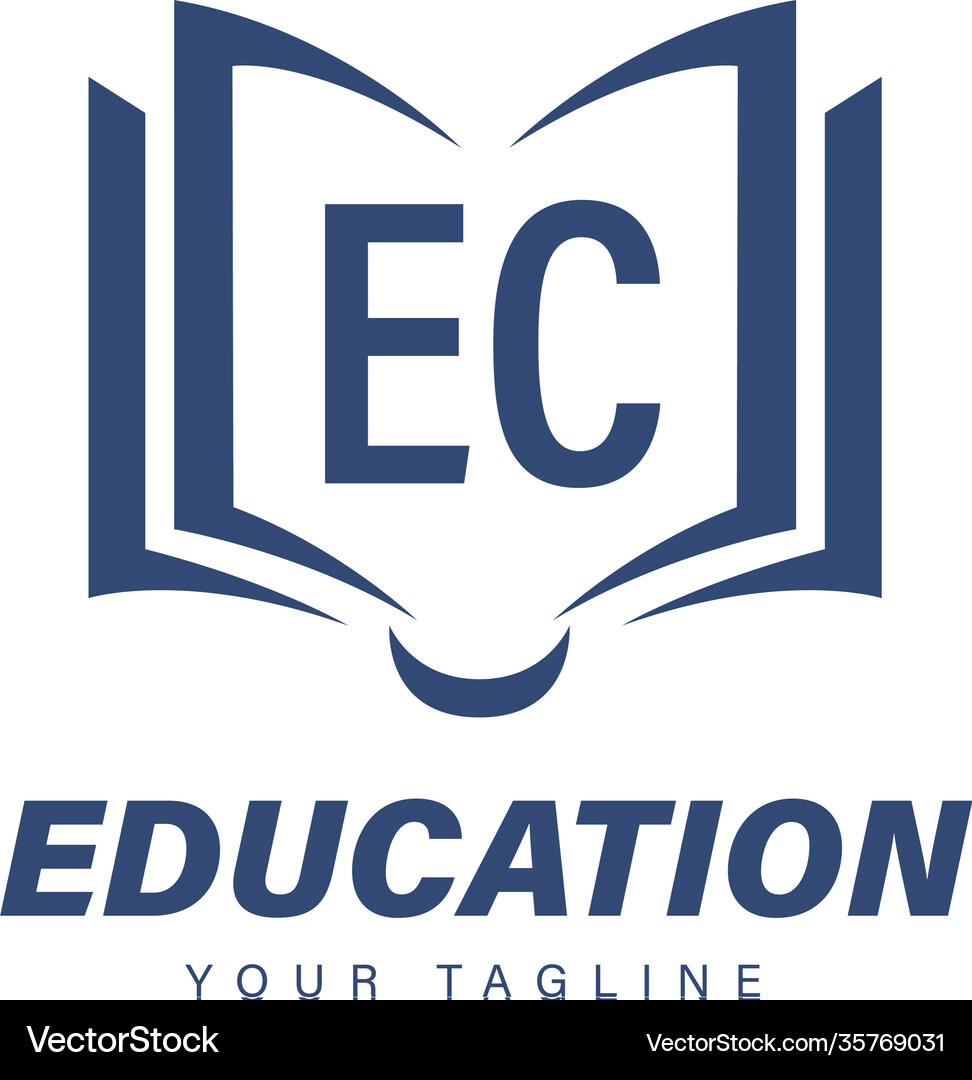 Ec letter logo design with book icons modern Vector Image