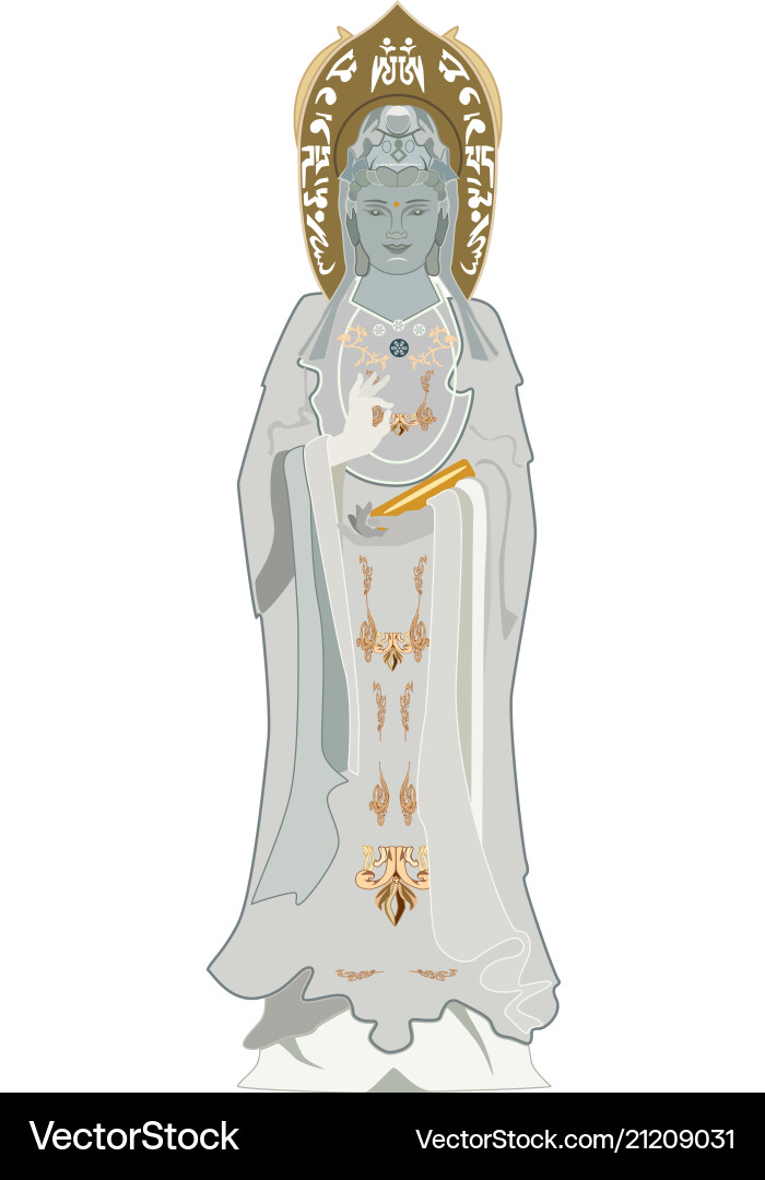 Guanyin chinese goddess mercy flat Royalty Free Vector Image