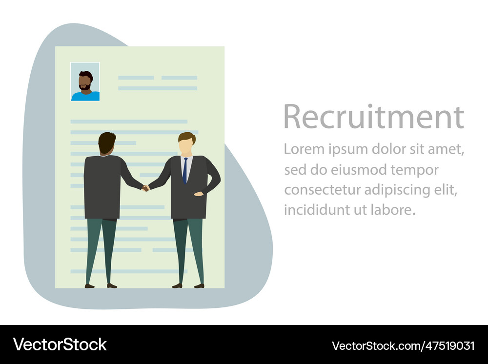Handshake people and printed cv resume Royalty Free Vector