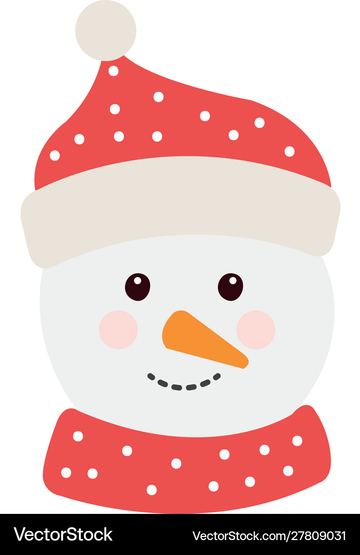 Head snowman character merry christmas Royalty Free Vector