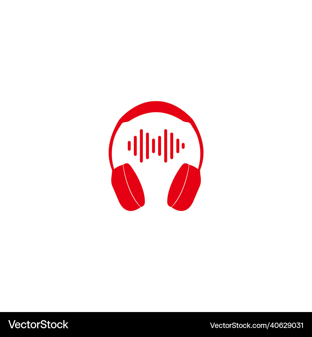 Headphone with sound minimalist logo design Vector Image