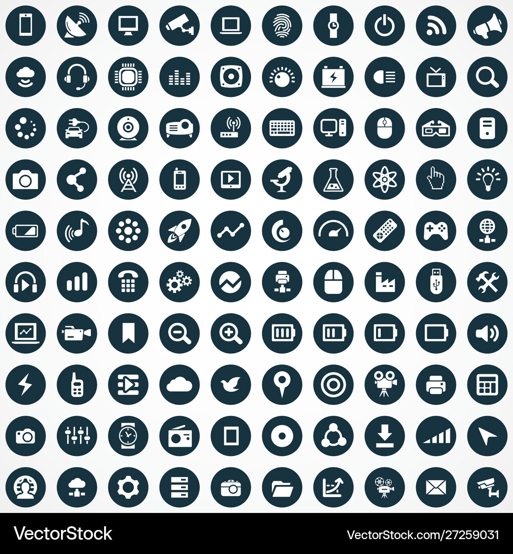 Hi-tech 100 icons universal set for web and ui Vector Image