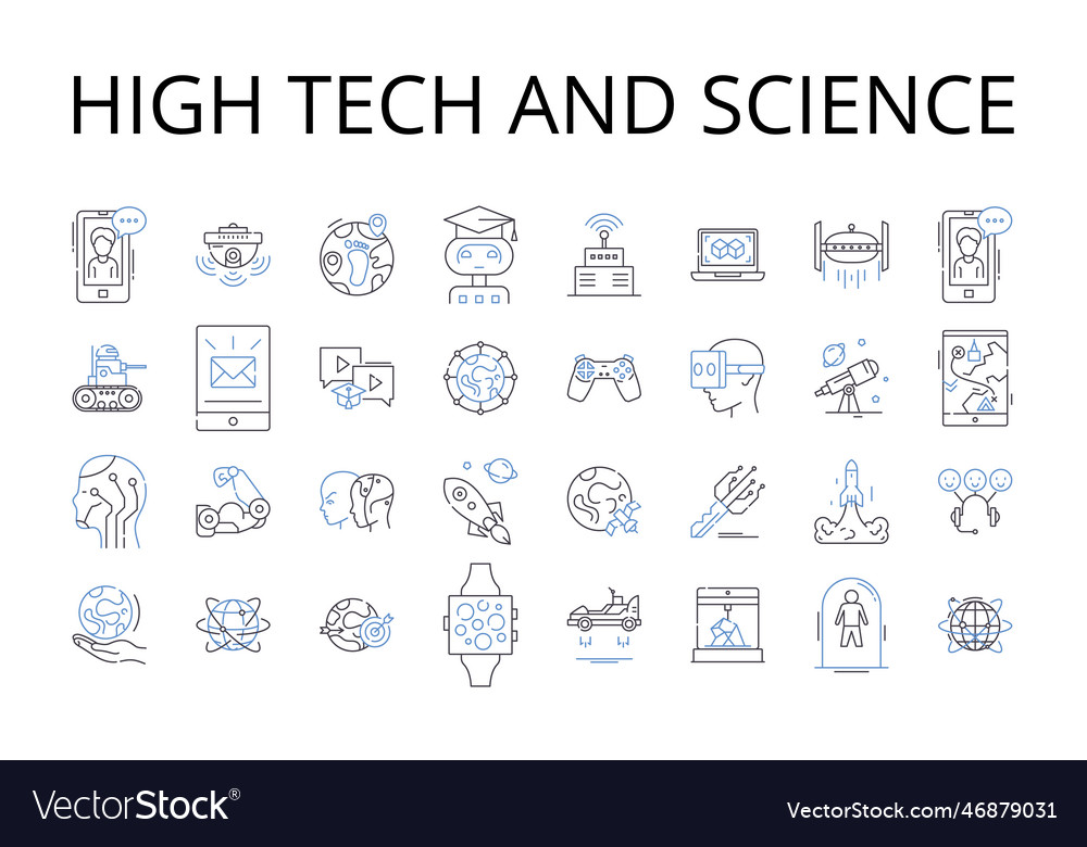 High tech and science line icons collection Vector Image