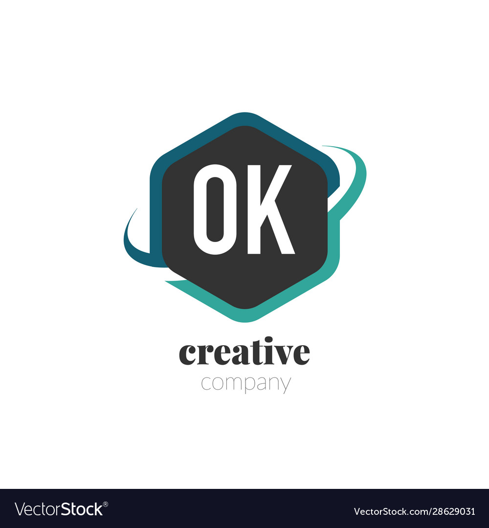 Initial letter ok creative hexagonal design logo Vector Image