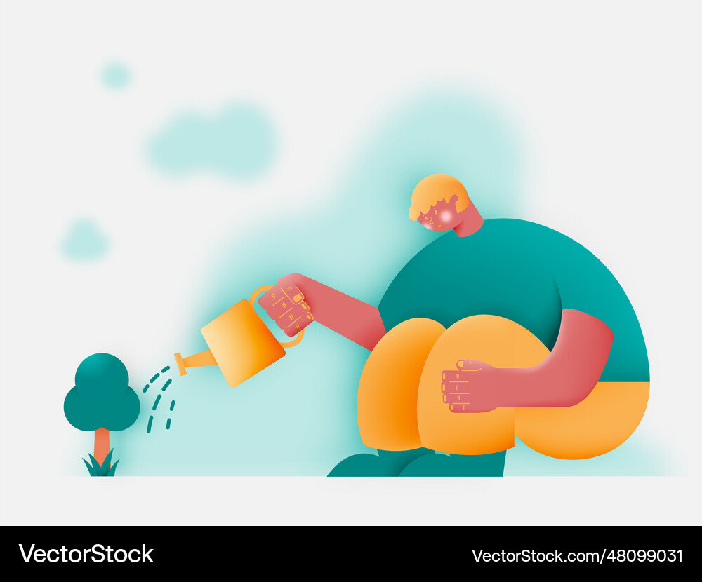 Man planting gardens flowers Royalty Free Vector Image