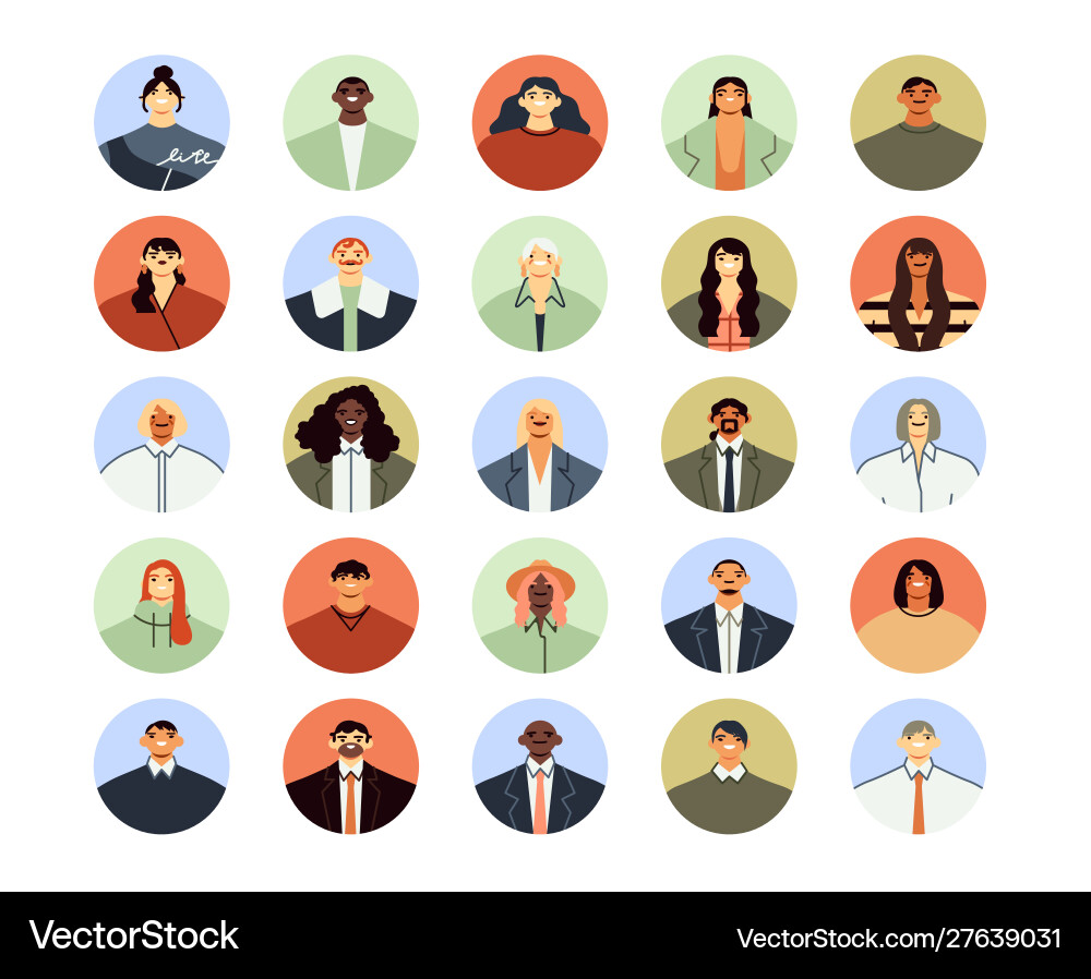 Office workers avatars round business men Vector Image