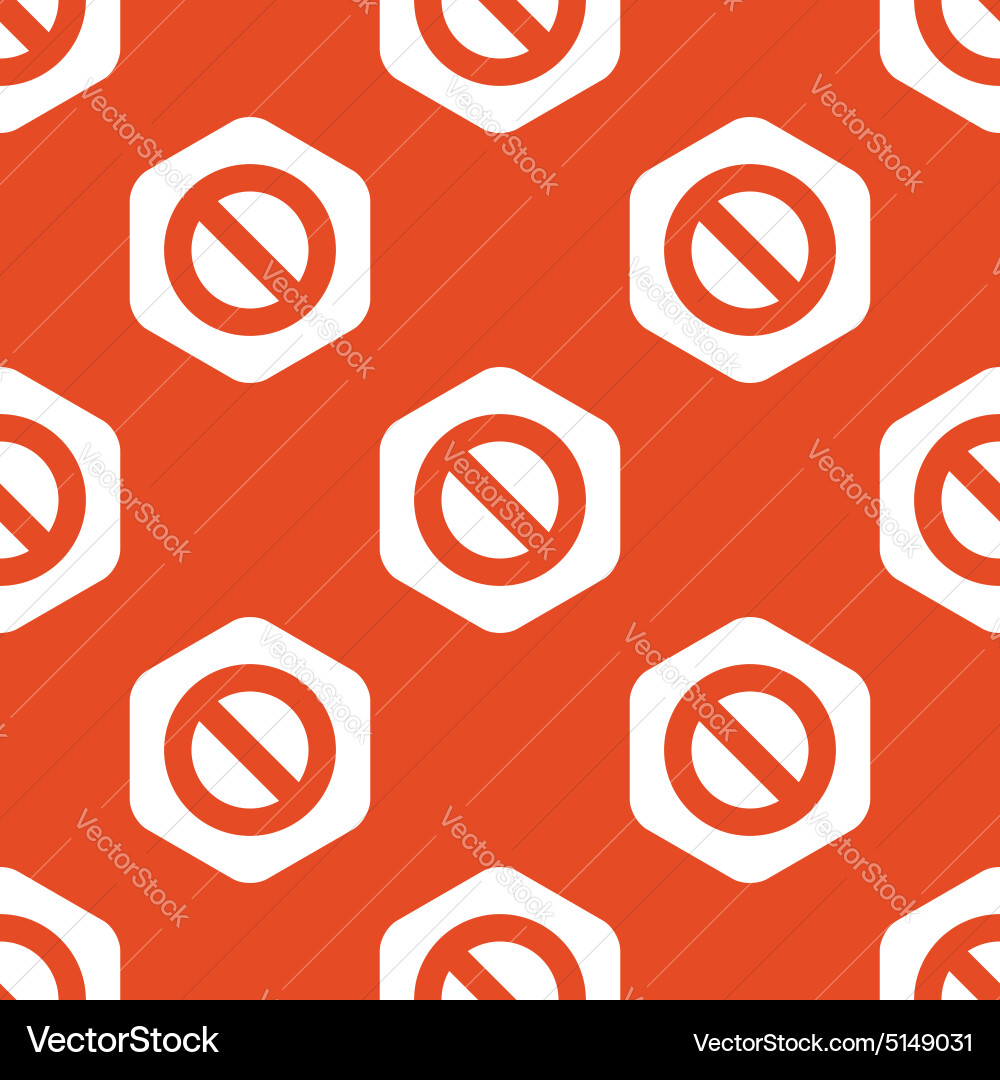 Orange hexagon no sign pattern Royalty Free Vector Image