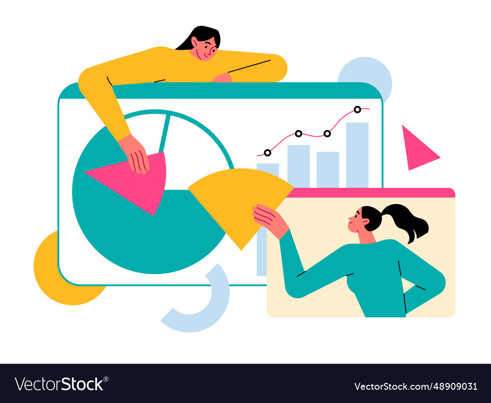 People work with data make a chart Royalty Free Vector Image