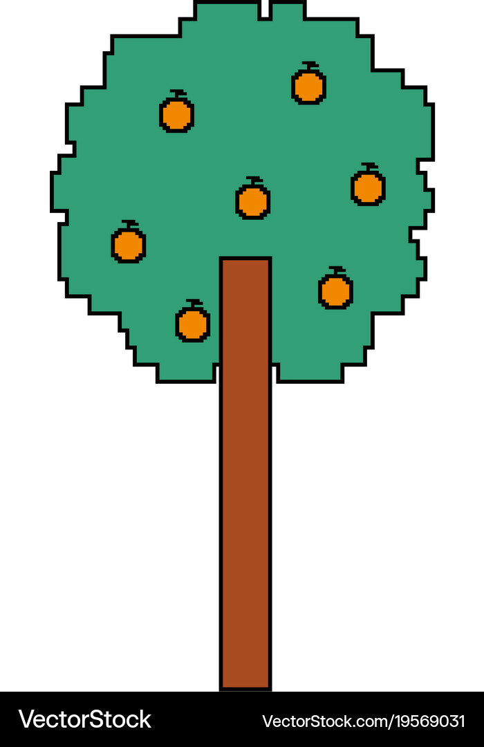 Pixelated tree with fruits nature ecology Vector Image