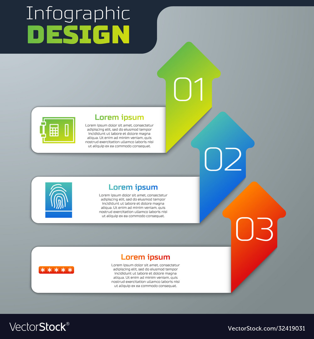 Set Safe Fingerprint And Password Protection Vector Image