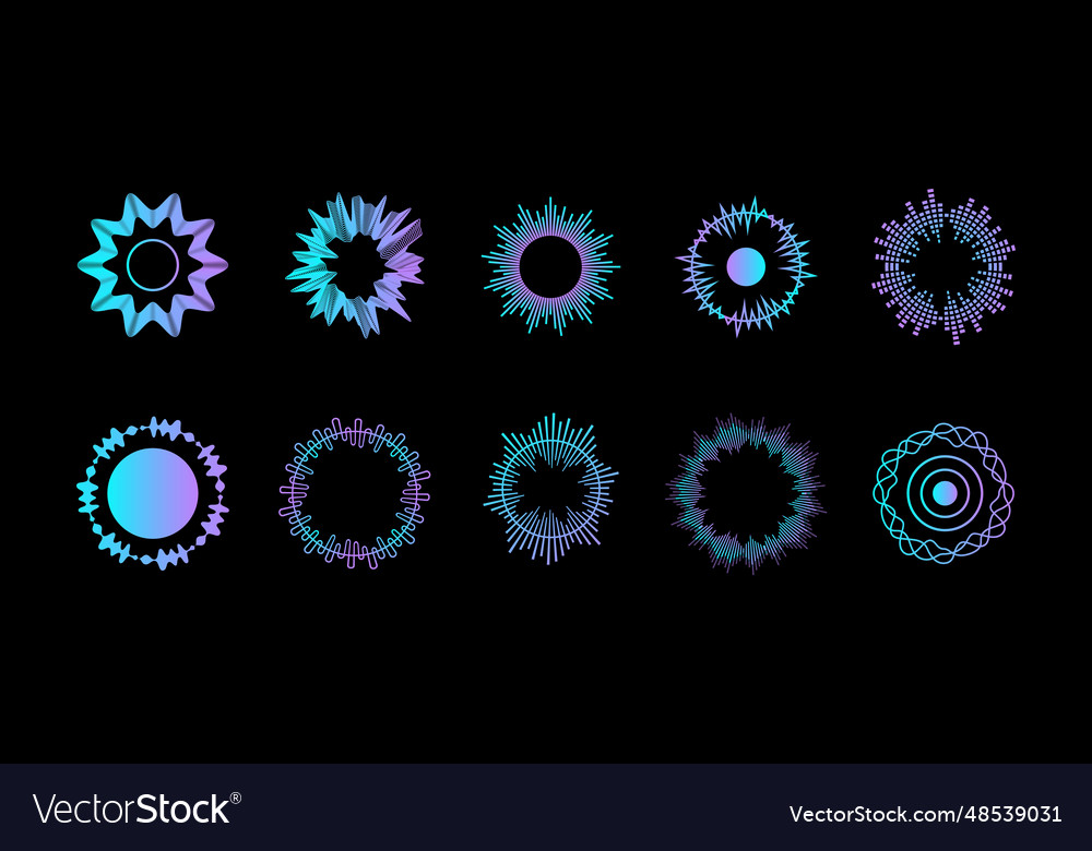 Sound waves circle music soundwave radial Vector Image