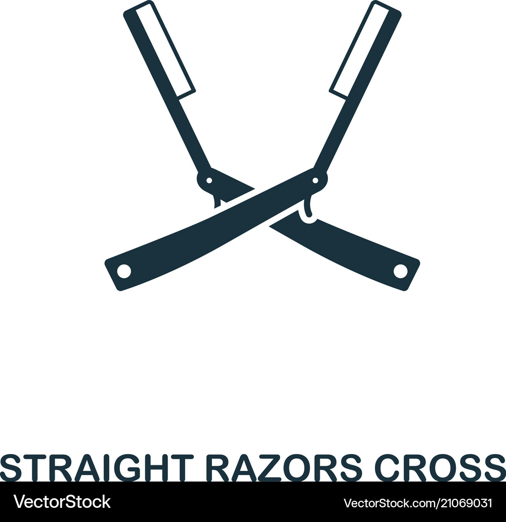 Straight razors cross icon flat style icon design Vector Image