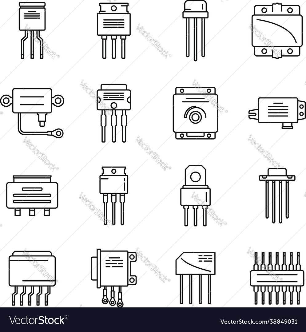 Voltage regulator icons set outline Royalty Free Vector Voltage regulator icons set outline Royalty Free Vector