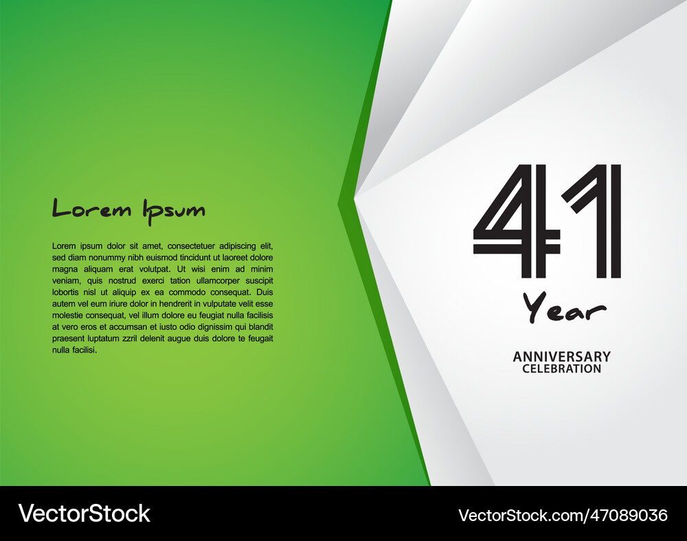 41 year anniversary celebration logotype on green Vector Image