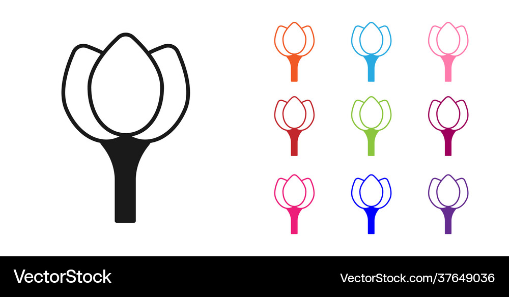 Black flower tulip icon isolated on white Vector Image