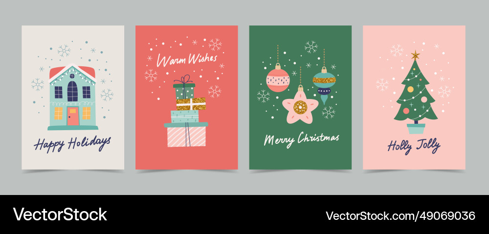 Christmas card set with decorations Royalty Free Vector