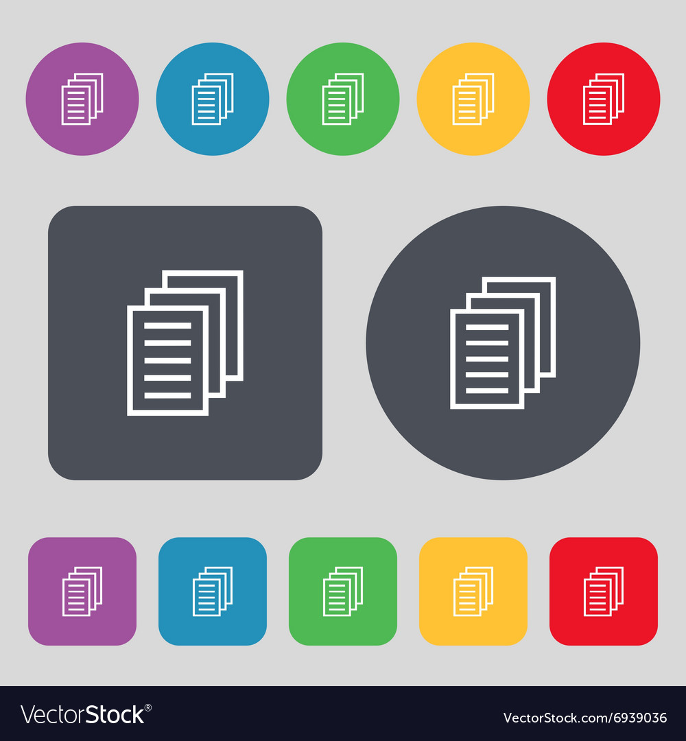 Copy file duplicate document icon sign a set 12 Vector Image