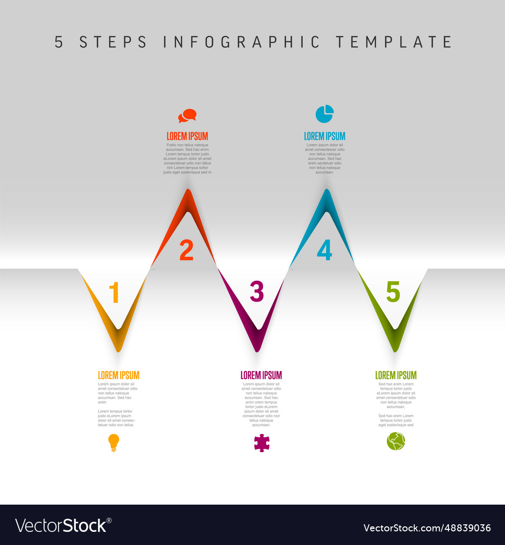 Five horizontal corner steps elements template Vector Image
