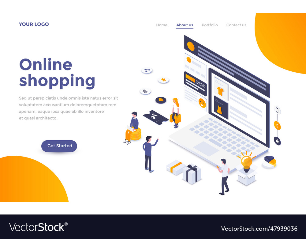 Flat color modern isometric concept - online Vector Image