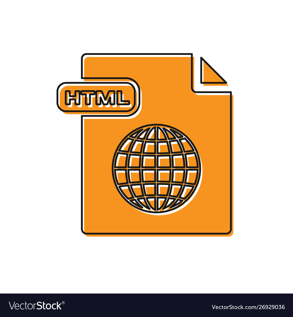 Orange html file document download html button Vector Image